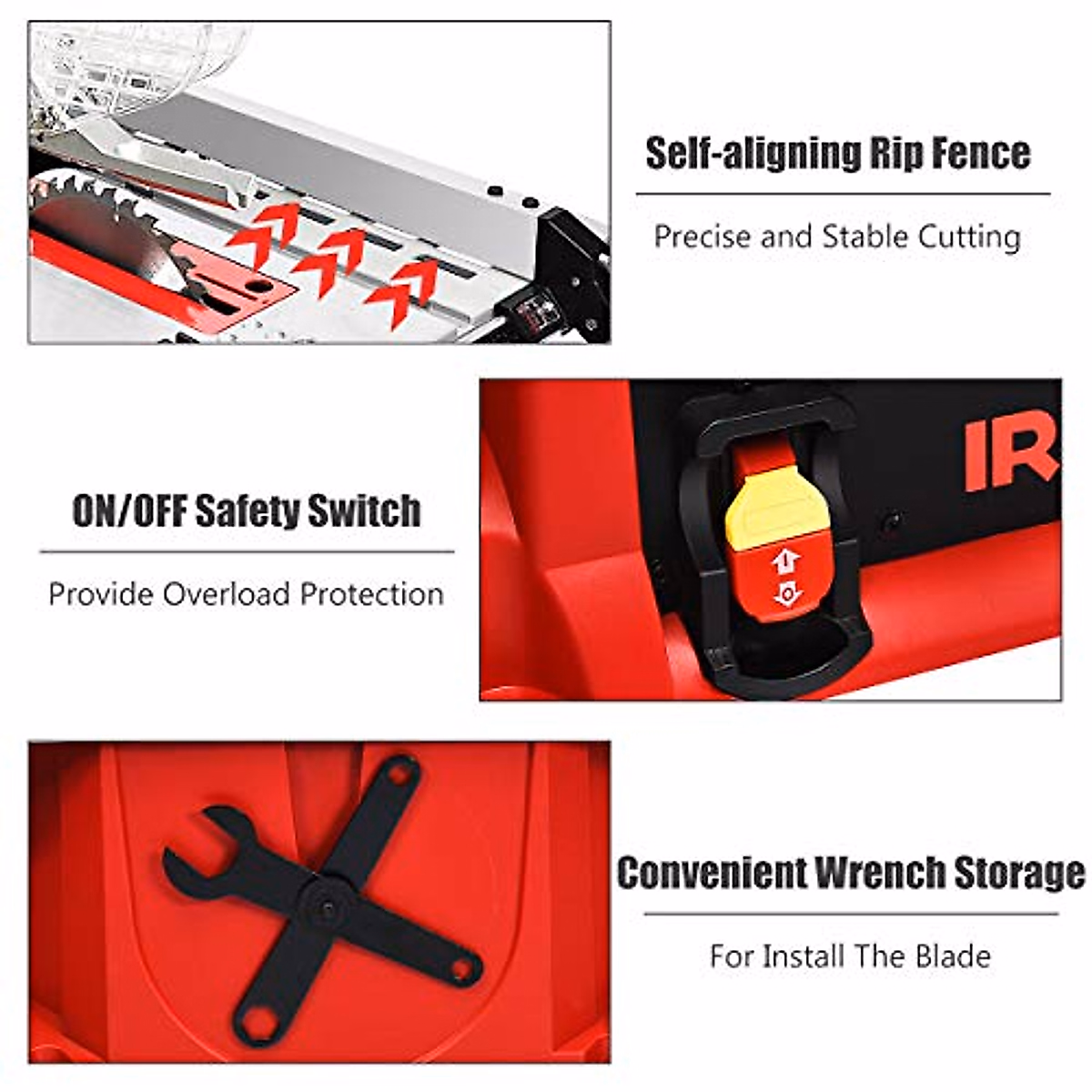 Goplus Table Saw, 10-Inch 15-Amp Portable Table Saw, 36T Blade, Cutting Speed Up to 5000RPM, 45º Double-Bevel Cut, Aluminum Table, Benchtop Table Saw with Metal Stand, Sliding Miter Gauge