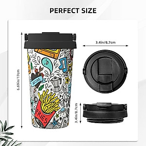 WANGXUEE comic art Print 500ml Stainless Steel Travel Tumbler Double Wall Vacuum Insulated Coffee Mug