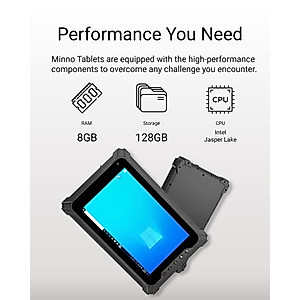 Minno Intrepid Rugged Windows Tablet with 2D Scanner (8 Inch)