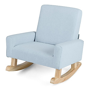 HONEY JOY Toddler Rocking Chair, Kids Rocker Chair with Solid Wood Legs & Linen Fabric, Kids Furniture Sofa w/Anti-Tipping Design, Toddler Couch for Kids Room, Playroom, Nursery, Bedroom (Blue)