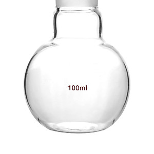 QWORK Glass 100ml Single Neck Flat Bottom Boiling Flask, with 24/40 Standard Joint, 2 Pack Heavy Wall Distillation Receiving Apparatus, Taper Outer Joint Lab Glassware, 100mL