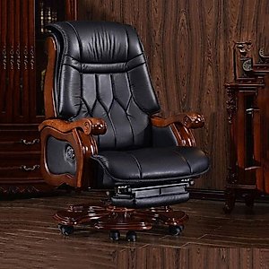 WYKDL High-Back Leather Executive Swivel Adjustable Swivel Office Desk Chair with Armrests Lumbar Support Desk Ergonomic Chair Chair Home Office Chair Reclining Swivel Chair Boss Chair