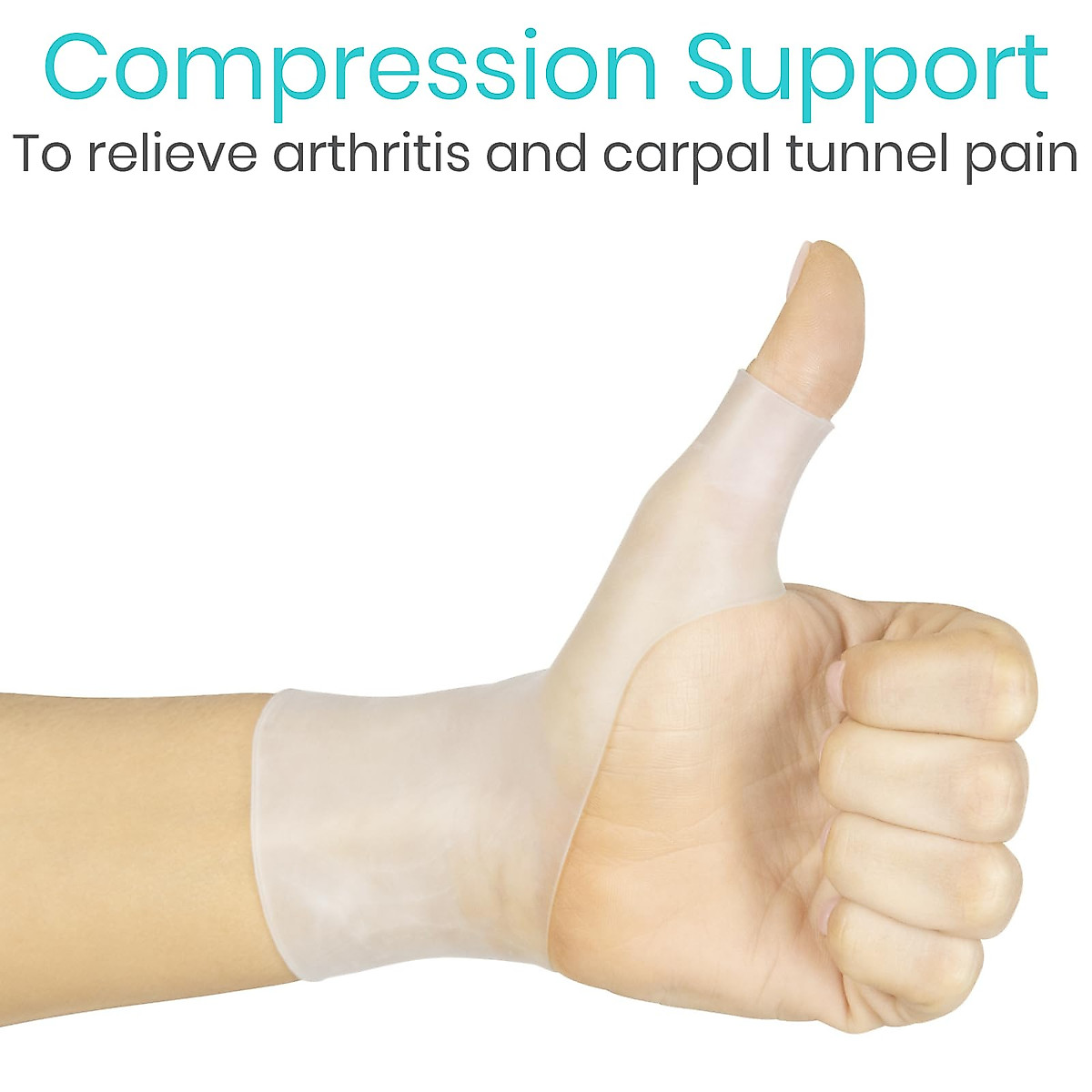 Vive Gel Thumb Wrist Support (Pair) - Waterproof Wrist Brace - Hand Brace Cool Wrap For Arthritis Dequervains Tenosynovitis, Sprained Joint Pain, Left Right Hand Stabilizer For Tendonitis Strain