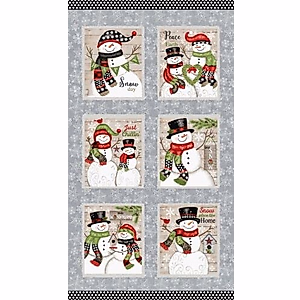 FlashPhoenix Quality Sewing Fabric –Chrismas Snowman Holiday Snow Place Like Home 100% Cotton Fabric 24 x 44 Inch Panel