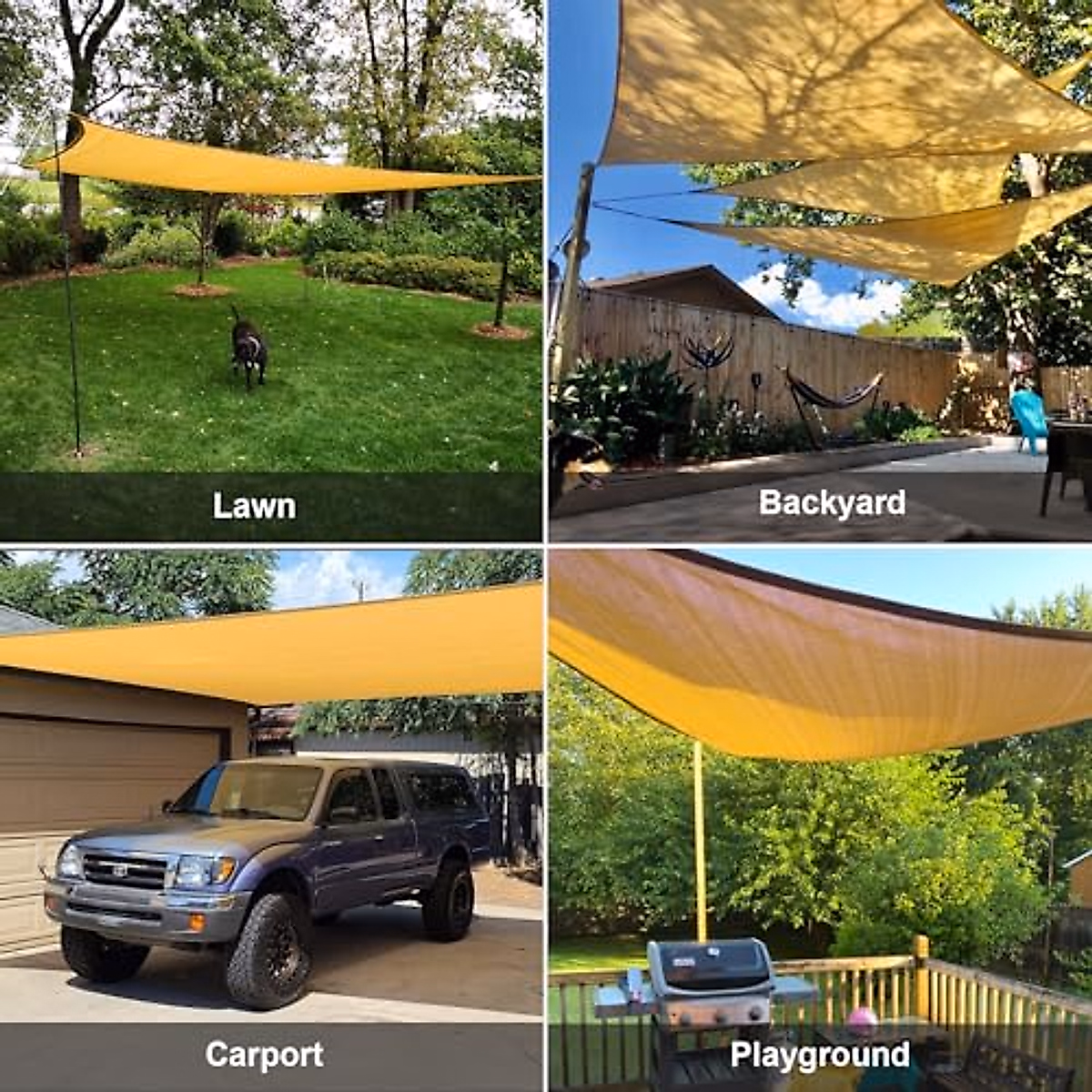SUNLAX Sun Shade Sail, 10'x 10'x14' Sand Right Triangle Canopy Shades for Outdoor Patio Pergola Cover Sunshade Sails UV Blocking
