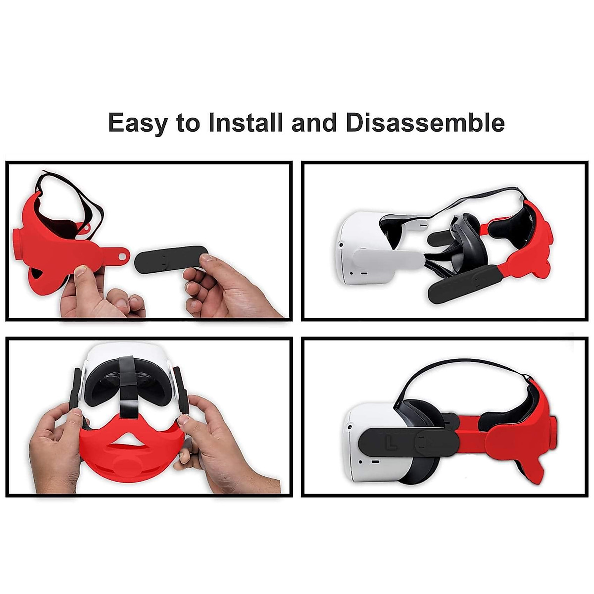 TNE Headband for Oculus Quest 2/Meta Quest 3 Headset Virtual Reality VR | Replacement Accessories for Quest 2/3 Elite Head Strap Reduce Head Pressure, Enhanced Support, Large Cushion (Red)