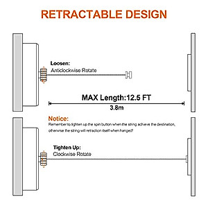 MANGZ Retractable Clothesline 304 Stainless Steel Heavy Duty, 12.5 Feets, Adjustable Stainless Steel Rope String Clothes Line for Drying in Hotel, Bathroom, Laundry,Outdoor and Indoor Wall Mounted