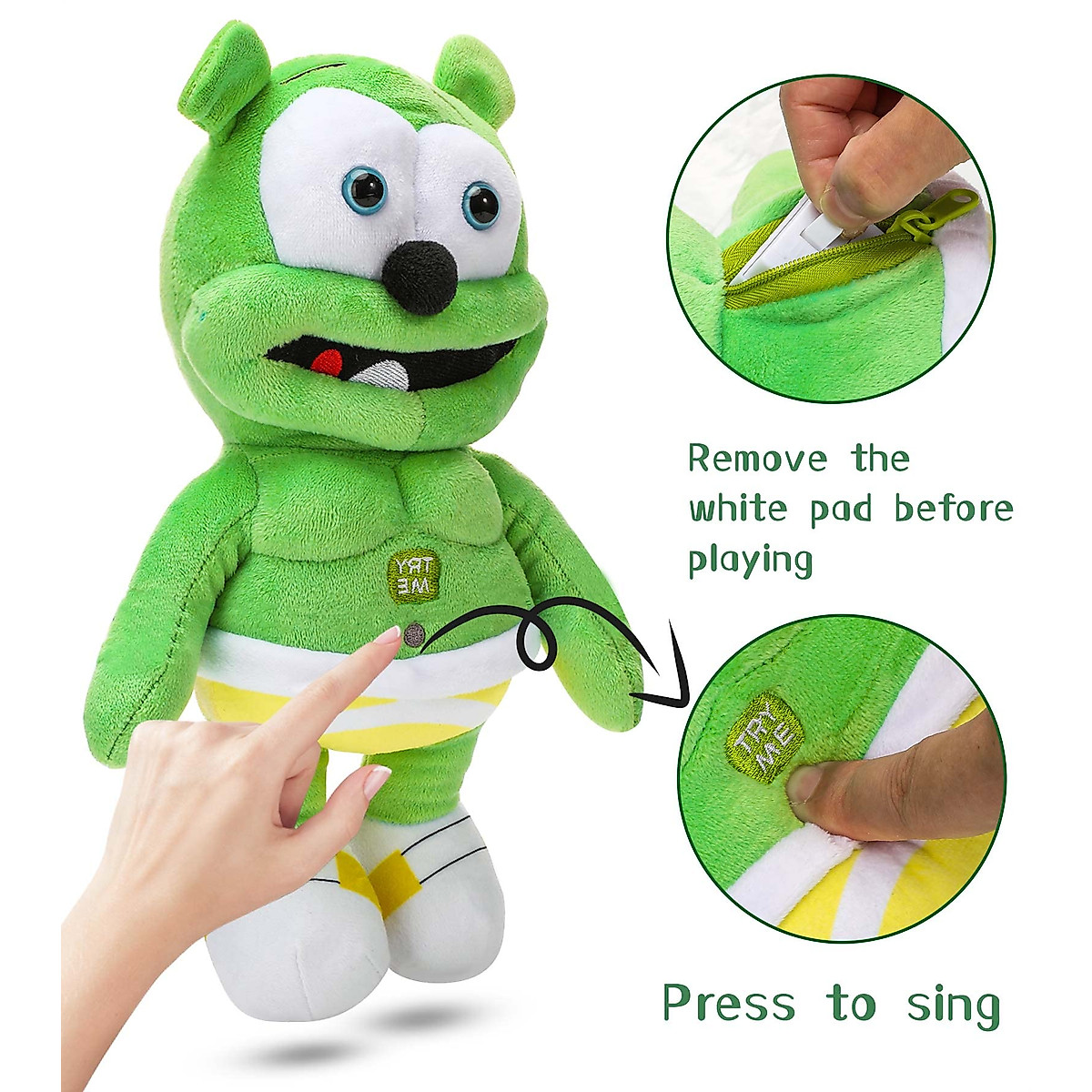 Xefuu 12 Inch Gummy Bear Plush Toy Singing Bear Song Toy Stuffed Animal Doll for Kids Birthday Easter Gifts Christmas Party Supplies