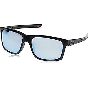 Oakley Men's OO9264 Mainlink Rectangular Sunglasses, Polished Black/Prizm Deep Water Polarized, 61 mm