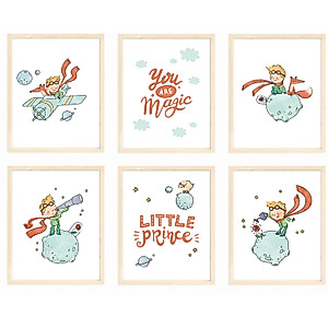 bumbleboo Nistio® Little Prince Nursery Wall Art, Little Prince Playroom Decor, Little Prince Posters, Set of 6 UNFRAMED Prints, 8x10