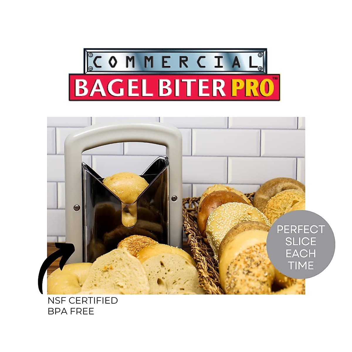 The Original Bagel Guillotine - Commercial Bagel Biter PRO - Model 7800 - BPA Free - NSF Approved - Dishwasher Safe - Made in USA