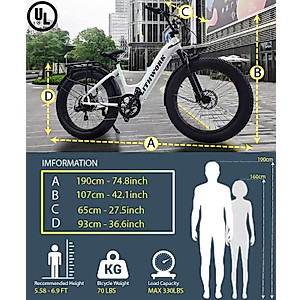 Fat Tire Electric Bike 750W 48V 15Ah BAFANG Hub Motor LG Cell Removable Downtube Integrated Battery 26”×4" High Rise Handlebar Mud Guard Rear Rack 28MPH Road City Shimano 7 Speed UL Ebike for Women