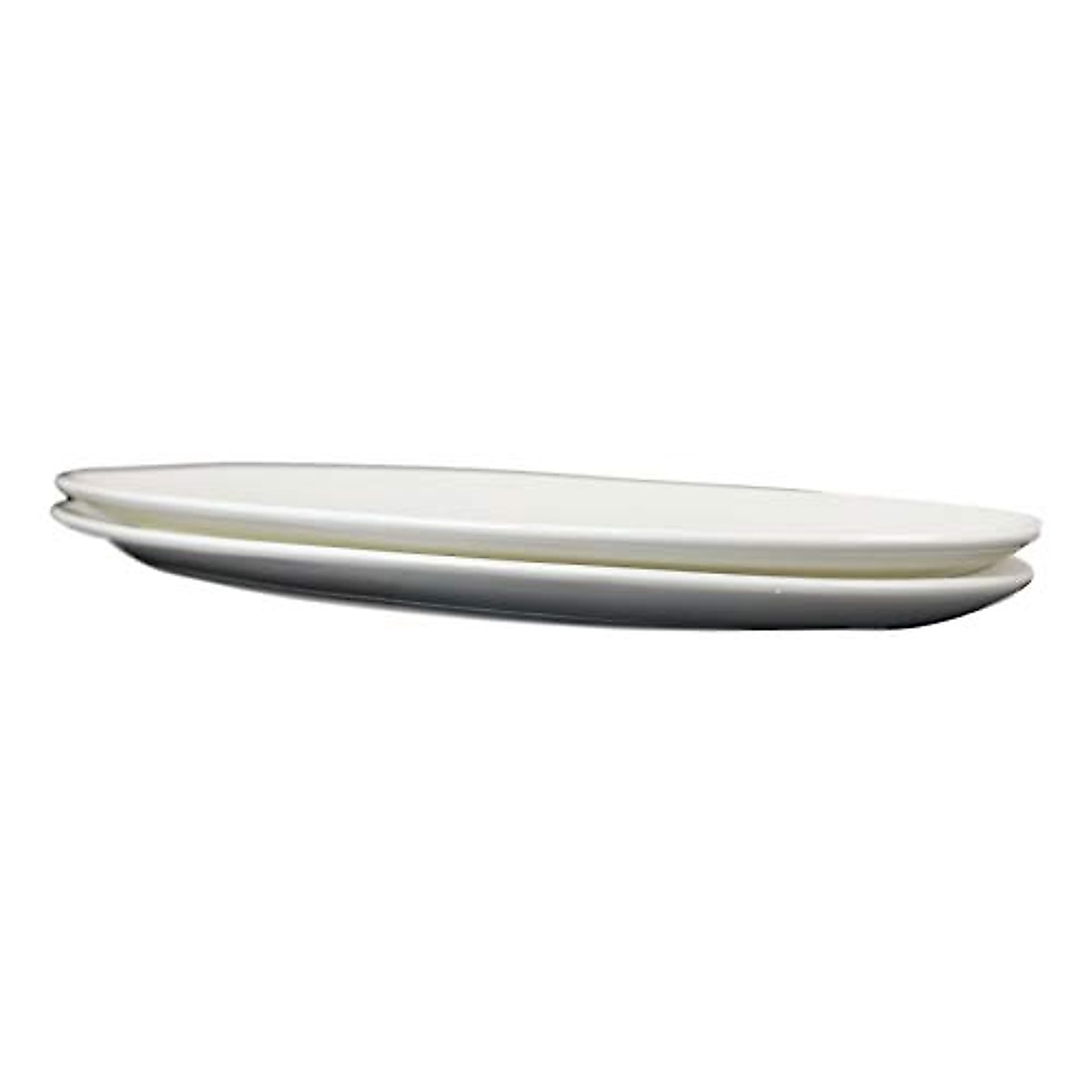 Ebros Kitchen Dining Modern Contemporary Sleek Design Natural White Porcelain Oval Plates Serving Platters Restaurant Supply Dishwasher And Microwave Safe Serveware (2, 16"Long)