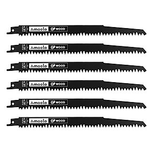 amoolo 9-1/2'' Wood Reciprocating Saw Blades, Cutting Sawzall Pruning Blades (6Pcs/5TPI)