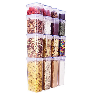 Eocooyar Airtight Food Storage Containers Set-16 PCS-Plastic BPA Free Kitchen Pantry Organization Storage Containers with Lids for Cereal, Flour and Sugar, Include Labels and Marker, Blue