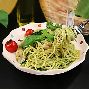 AVLA 4 Pack Porcelain Dessert Plates, 7.6 Inch Small Appetizer Salad Plate, Kitchen Serving Flat Dishes for Snacks, Appetizer, Ice Cream, Fruit, Wedding Cake Plate, Polka Dot