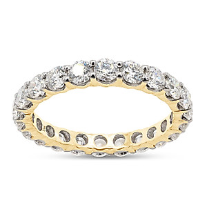 SAVEARTH DIAMONDS 2 1/16 ct. t.w Round Cut Lab Created Moissanite Diamond Eternity Wedding Band Ring In 14K Solid Yellow Gold (VVS1 Clarity, 2.07 Cttw) Ring Size-7