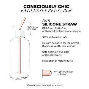 bkr Big Tutu Straw Set - Set of 3 - Soft Silicone Angled Straws - for 1L/32oz Big Glass Water Bottle - Ballet Pale Peachy Pink - BPA Free, Dishwasher Safe
