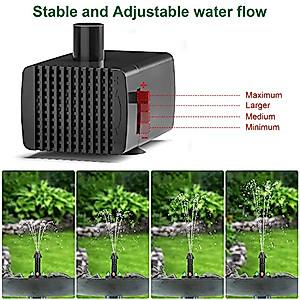 24-Hours Working Bird Bath Fountains Electric, Jutai Adjustable Quiet Water Fountain Pump with LED Lights for Garden,Small Fish Tank,Water Features - 7 Nozzles,16.4Ft Power Cord and Adapter Included