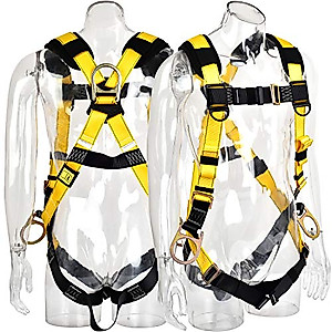 WELKFORDER 3D-Ring Industrial Fall Protection Safety Harness ANSI/ASSE Z359.11-2014 Compliant Full Body Personal Protection Equipment 5-Point Adjustment Universal 310 lbs