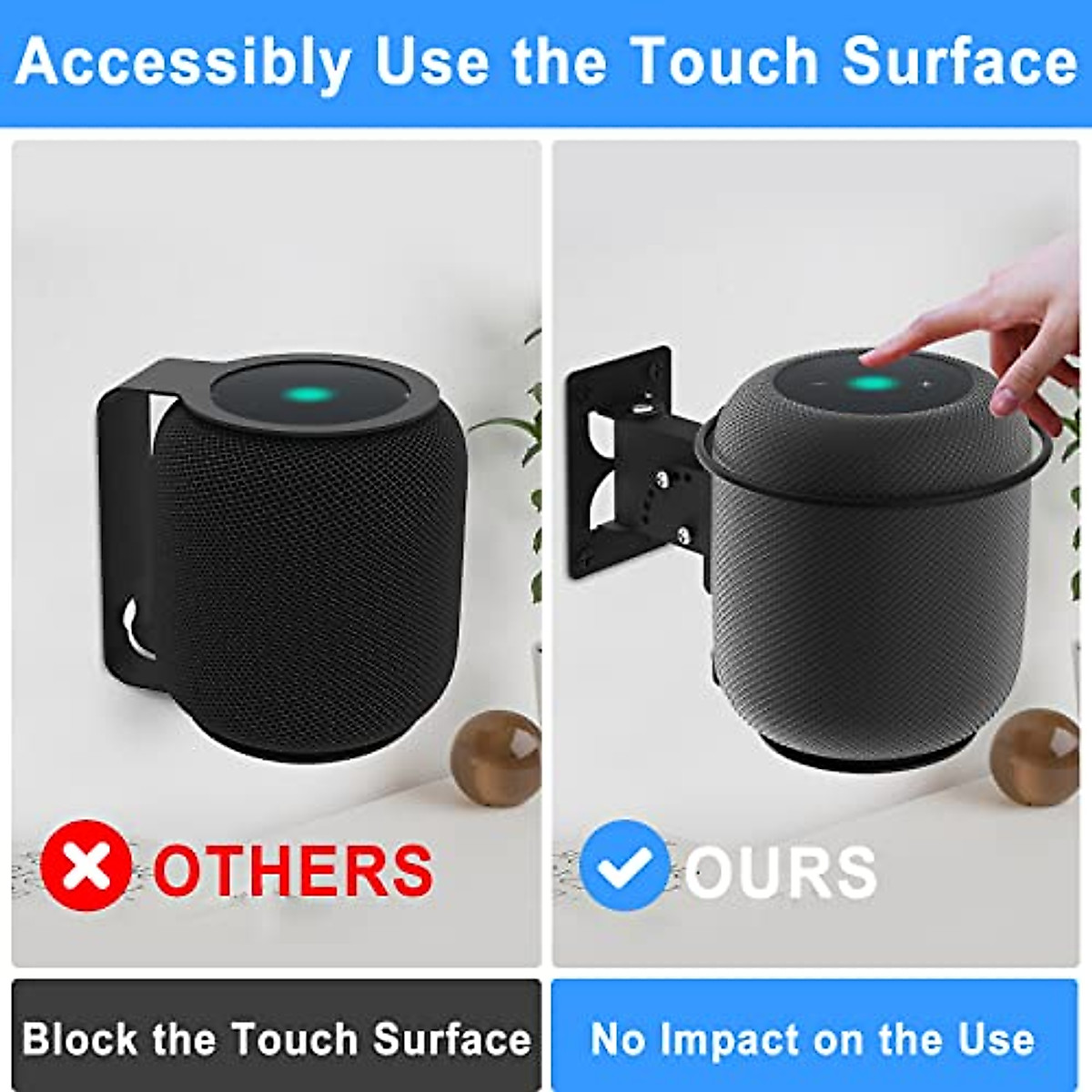 Yibracki Speaker Wall Mount for HomePod Speaker Mount, Adjustable Swivel & Tilt Speaker Mount for HomePod, Heavy Duty Wall Speaker Mount for HomePod Speaker Mounting Brackets with Hardware Kit