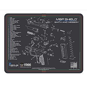 EDOG Range Warrior 27 Pc Gun Cleaning Kit - Compatible with S&W M&P Shield - Schematic (Exploded View) Mat, Range Warrior Universal .22 9mm - .45 Kit & Tac Book Accessories Set