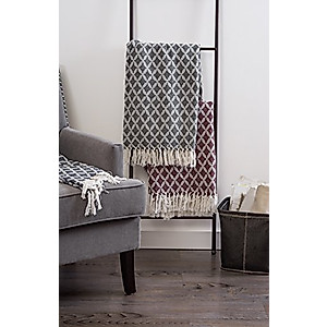 DII Modern Moroccan Lattice Woven Throw, 50 x 60, BlackBerry