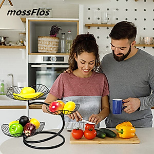 mossFlos 3-Tier Fruit Basket Holder, Decorative Fruit Bowls Stand, Easy Installation