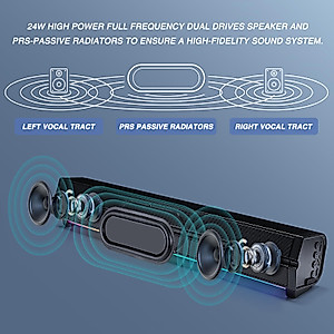 Delxo Pro Wireless Bluetooth Speakers with Lights,24W Loud Stereo Bluetooth Speaker Extra Bass Sound Bar for TV, PC,Tablet and Phone,TWS Pairing FM Radios Portable Speaker for Home,Party,Outdoor,Shops