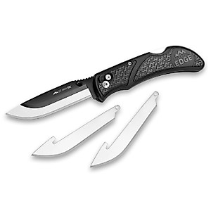 OUTDOOR EDGE 3.0" Onyx EDC - Replaceable Blade Folding Pocket Knife with Dual Thumb Opener and Pocket Clip with 3 Blades
