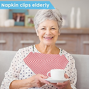 Eunoir 2 Pieces Folk Style Napkin Clip, Adult Dining Bib and Napkin Clip, Dental Bib Clip, Elder Dining Bib Clip