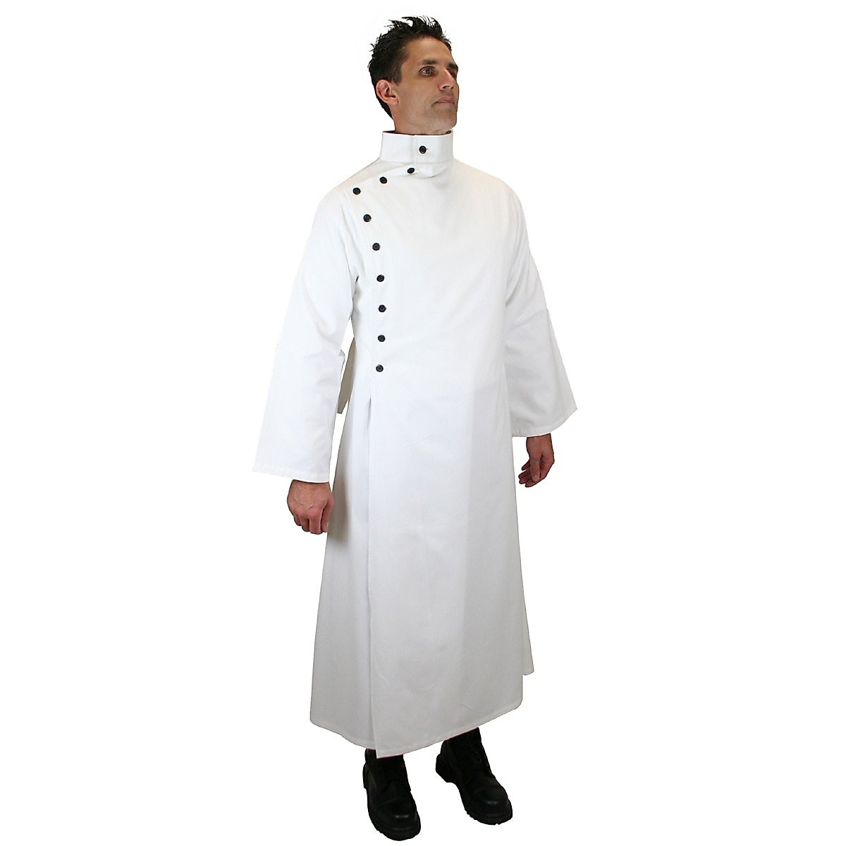 Historical Emporium Men's Cotton Twill Mad Scientist Howie Lab Coat, Victorian Steampunk Halloween Costume Cosplay S White