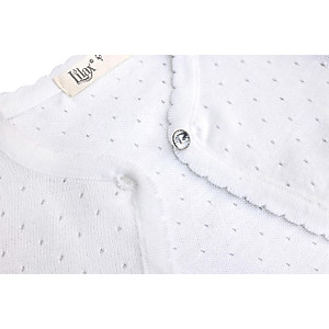 Lilax Baby Girls' Knit Long Sleeve One Button Closure Bolero Shrug 3-6 Months White