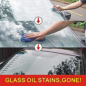 SONGVEN Car Glass Oil Film Cleaner with Sponge Automotive Car Glass Oil Film Clear Removal Cream Paste Automotive Oil Stain Remover Car Glass Stripper Water Spot Remover Kit