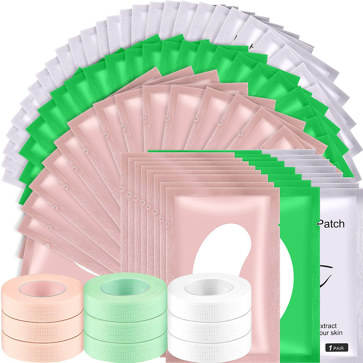 9 Rolls Eyelash Tape Eyelash Extension Tape with 60 Pairs of Eyelash Extension Patches, Breathable Fabric Lash Tape Under Eye Gel Pads for Eyelash Extension Supply, Eye Mask Eye Patches Beauty Tool