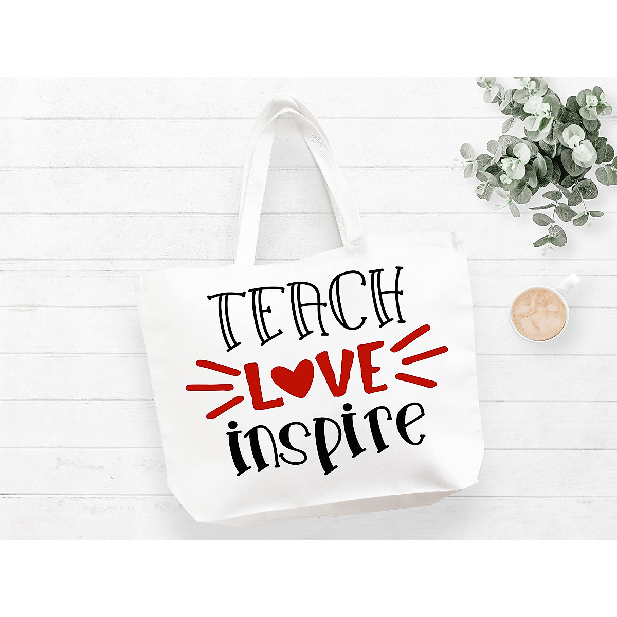 COCOVICI Teacher Appreciation Gifts For Women | Teacher Gift | Teach Love Inspire Tote Bag | Teacher Canvas Tote Bag | Teacher Gift Idea