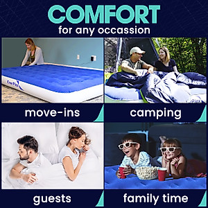 EnerPlex Camping Air Mattress with Built in Pump - Queen Blow Up Mattress for Travel & Guests - Portable Bed for Adults and Kids - Grey