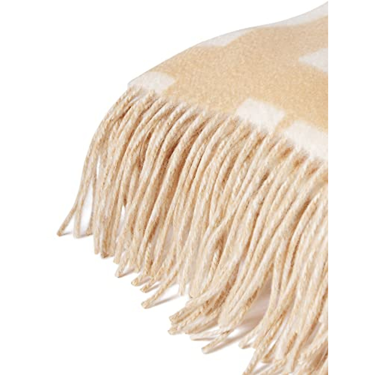 State Cashmere Reversible Throw Blanket with Fringes - Ultra Soft Accent Blanket for Couch, Sofa & Bed - Made with Merino Wool & Cashmere Sourced from Inner Mongolia - (Camello/Beige, 70"x50")