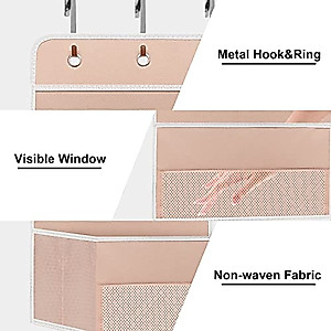 Vaisoz Over The Door Organizer,6 Large Pockets Fabric Over The Door Storage with Mesh Perspective Window,Wall Mount Organizer Hanging for Closet Nursery,Baby Storage(Pink), 5.1D x 12.2W x 60.2H in