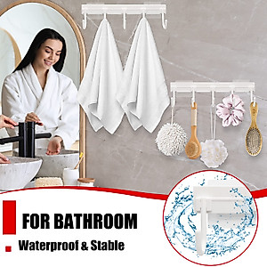 Heavy Duty Wall-Hooks 30lbs,Set of 2 Adhesive Towel-Rack with 5-Tri Hooks for Bathroom-Organizer,Coat-Rack-Wall-Mount,Over-the-Door-Hooks,Home & Kitchen-Organizer-and-Storage,Dorm-Room-Essentials