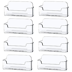 8 Pack Plastic Business Card Holder - Clear Business Card Case for Desk - Office Acrylic Business Card Stand Display