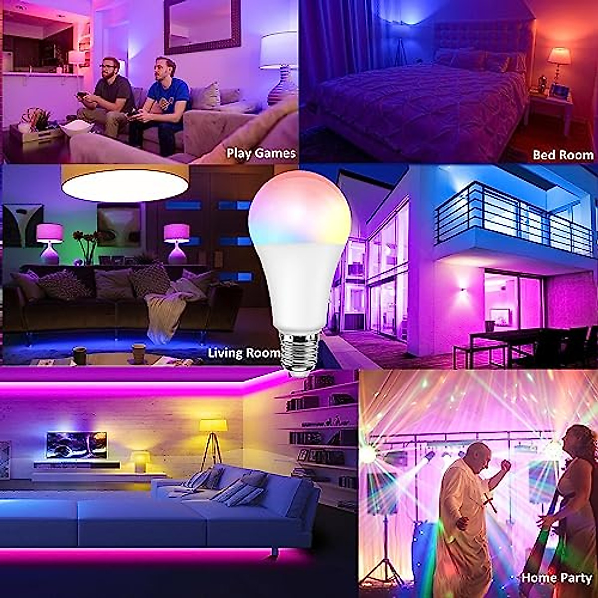 YKNAWOIR RGB Color Changing Light Bulb with Remote Control, RGBW LED Light Bulb A19 E27 White 5W 450LM 12 Color Choices Multicolor Dimmable Flood Light Bulb for Party Bedroom Home