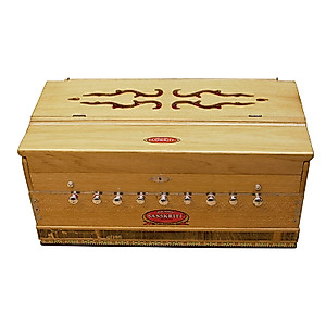 Harmonium by Maharaja Musicals, In USA, 9 Stops, 3 1/2 Octave, Double Reed, Coupler, Natural Color, Standard, Padded Bag, A440 Tuned, Musical Instrument Indian Sangeeta (PDI-AABG)