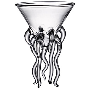 Cabilock Cocktail Glass Goblet Octopus Glass Wine Cups Party Drinking Cups Exquisite Martini Glasses Novelty Drink Cup for Party Bar