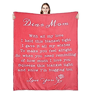 BLAMEZI Gifts for Mom Mother's Day, Valentines Day Birthday Gifts for Mom, Personalized Throw Blanket I Love You Birthday Gifts to My Mom from Daughter Son