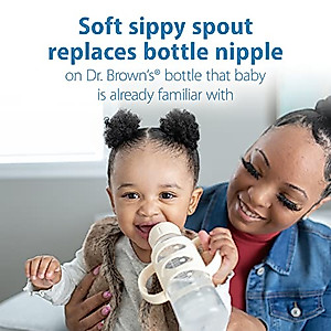 Dr. Brown’s® Milestones™ Narrow Sippy Bottle with 100% Silicone Handles, Easy-Grip Bottle with Soft Sippy Spout, 8oz/250mL, BPA Free, Light-Pink & Ecru, 2 Pack, 6m+