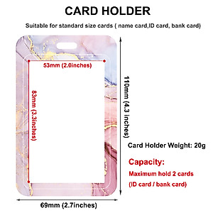 Badge Reels Retractable with Carabiner Reel Clip, Worker Badge Holder Belt Ferrule, Identity ID Badge Holder Case, Nurse Doctor Office School Teacher Name Credit Card Pocket (H-Marble Pretty)