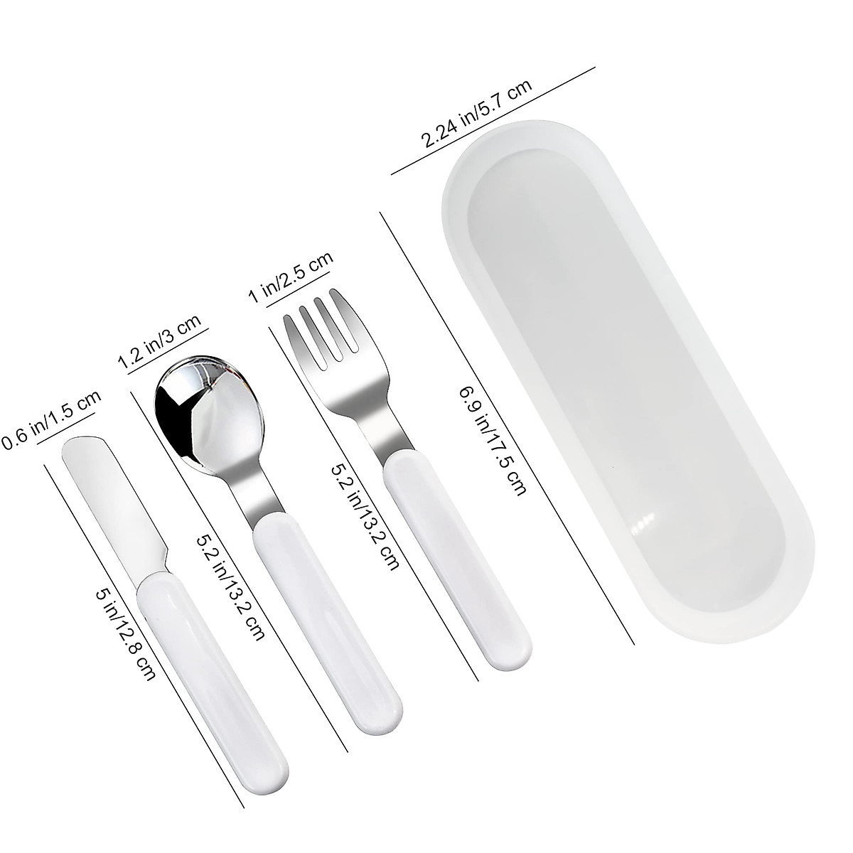 VANRA 3-Piece Children Knife Spoon Fork Set 18/10 Stainless Steel Child Flatware Set Kids Utensils Set with Case for Lunch Box (Fork Spoon Knife Combo)