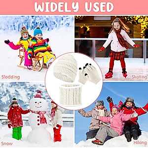 JaGely 9 Pieces Kids Winter Hat Scarf Glove Set Girls Toddler Children Winter Hats Beanie with Fleece Lined Neck Warmer Gaiter Touchscreen Gloves Mittens, Pink, White, Purple