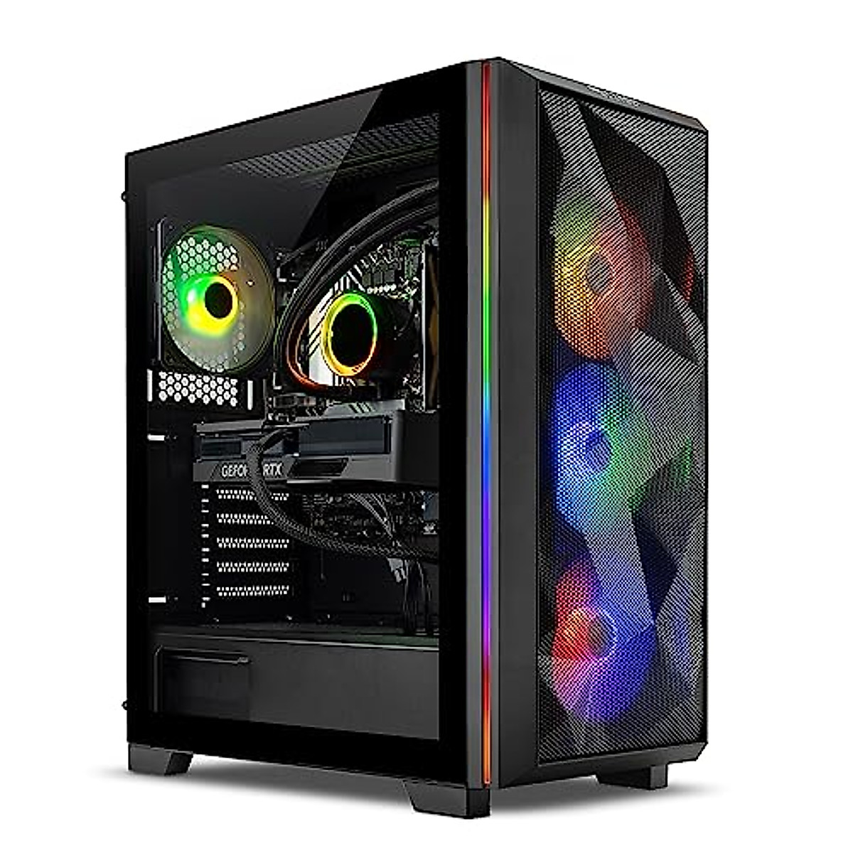 Skytech Chronos Gaming PC Desktop – Intel Core i7 12700F 2.1 GHz, NVIDIA RTX 4070, 1TB NVME SSD, 16GB DDR4 RAM 3200, 750W Gold PSU, 240mm AIO, 11AC Wi-Fi, Windows 11 Home 64-bit